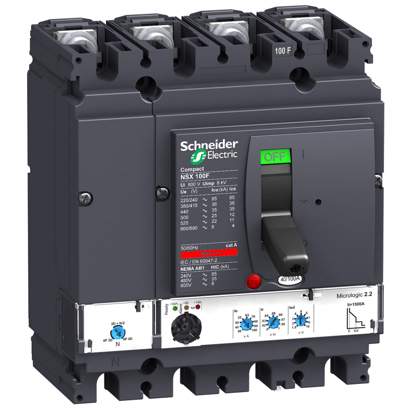 prekidač Compact NSX100F - Micrologic 2.2 - 100 A - 4P 4d | Razoelektro