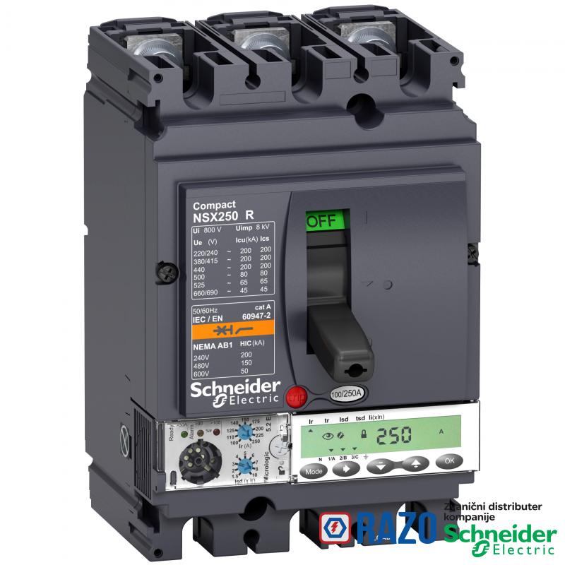 prekidač Compact NSX250R - Micrologic 5.2 E - 250 A - 3P 3d | Razoelektro