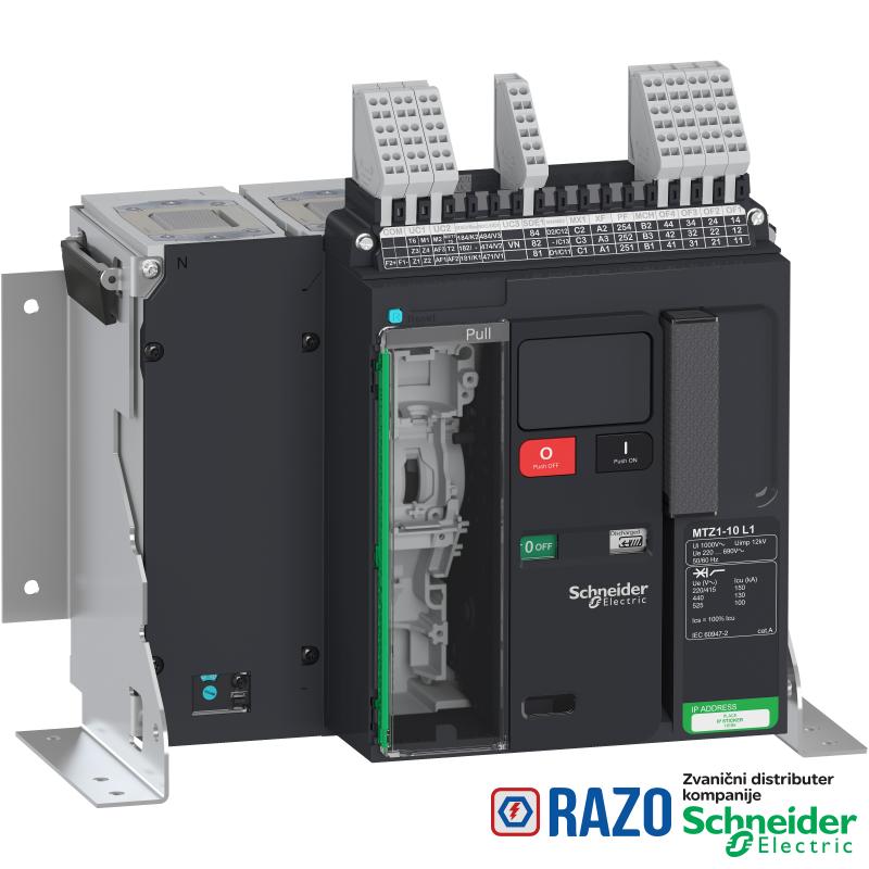 Prekidač Masterpact MTZ1 10L1 - 1000 A - 4P fiksni - bez Micrologic.a ...
